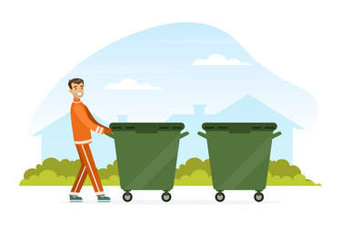 Man garbage collector collecting and sorting waste