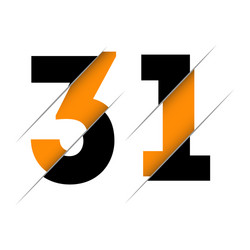 31 3 1 number logo design with a creative cut Vector Image