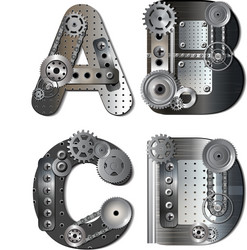 Mechanical alphabet Royalty Free Vector Image - VectorStock