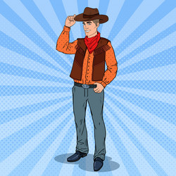 Wild west hero cowboy silhouette riding horse Vector Image