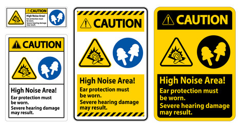 Warning sign high noise area ear protection must Vector Image
