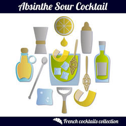 Absinthe sour cocktail infographics Royalty Free Vector