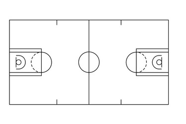 Basketball Court Line Marking Outline Royalty Free Vector