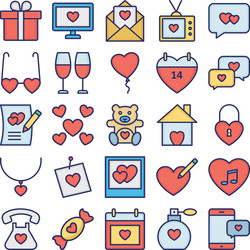Love and romance icons set which can easil Vector Image
