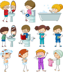 Kids daily routine activities Royalty Free Vector Image