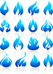 Blue fire transparent set Royalty Free Vector Image