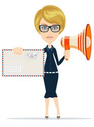 Beautiful girl postman Royalty Free Vector Image