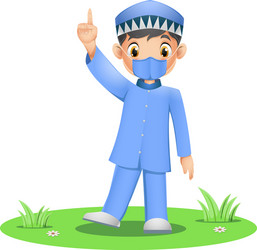 Boy wearing in white dress and red muslim Vector Image