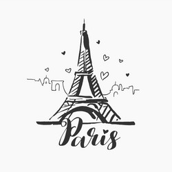 Hand drawn of paris famous Royalty Free Vector Image