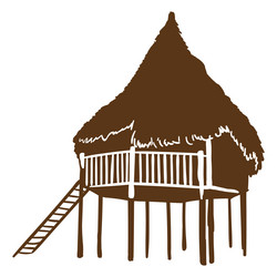 Silhouette bamboo hut beach Royalty Free Vector Image