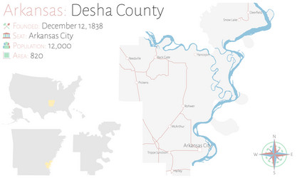 Map desha county in arkansas Royalty Free Vector Image