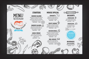Restaurant lunch menu design template layout Vector Image
