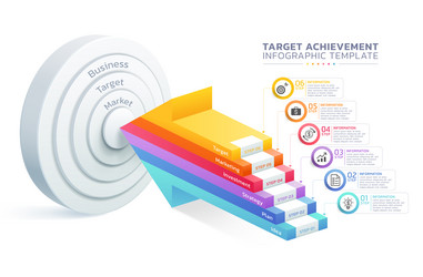 Target achievement staircase infographic steps Vector Image