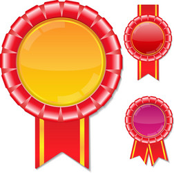 Red white blue ribbon award silver medal center Vector Image
