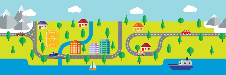 Isometric small town map creation kit Royalty Free Vector