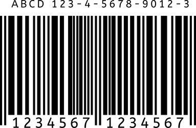 Black and white barcode with numbers underneath Vector Image