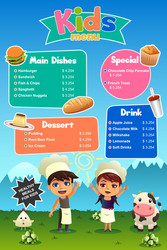 Menu for kids restaurant template print Royalty Free Vector