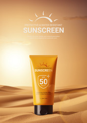 Sunscreen ad banner template Royalty Free Vector Image