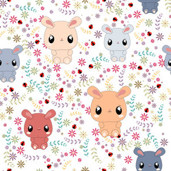 Cute rabbit bunny in flower seamless pattern Vector Image