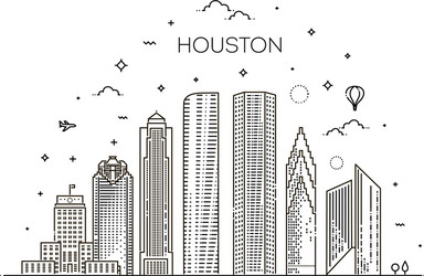 Houston city line view poster print minimal Vector Image