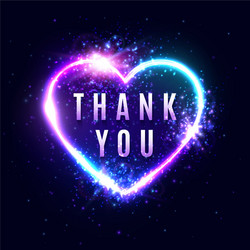 Thank you neon sign on brick wall background Vector Image