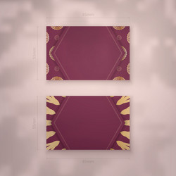 Visiting business card in burgundy color Vector Image