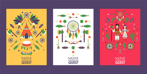 Banner template with native american Royalty Free Vector