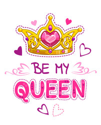 Beauty queen print template golden princess crown Vector Image