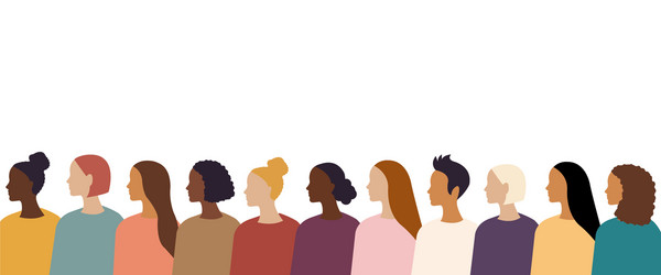 Different women female diverse faces poster Vector Image