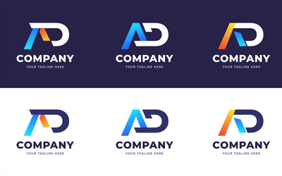 Set of modern letter a and d logo design template Vector Image
