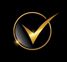 Golden circle v check logo Royalty Free Vector Image