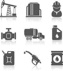 Oil and gas industry icons set on white background