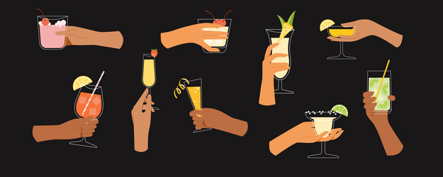Hand holding a cocktail cheer Royalty Free Vector Image