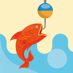 Fish fishing cartoon Royalty Free Vector Image