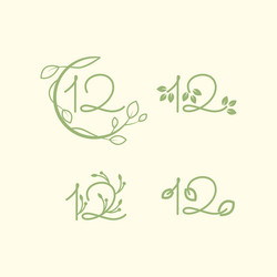 Number 15 line art leaf plant feminine botanical Vector Image