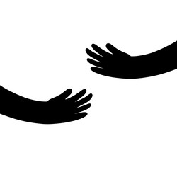 Silhouette of hugging hands Royalty Free Vector Image