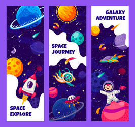Galaxy poster design with cosmos and planet Vector Image