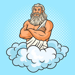 Zeus god with lightning in his hand pop art Vector Image