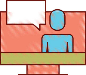 Businessman on screen laptop discussion chat Vector Image