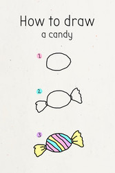 How to draw a candy doodle tutorial Royalty Free Vector