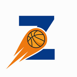 Basketball logo on letter z with moving Royalty Free Vector