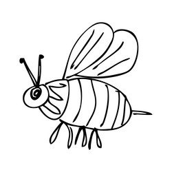 Simple sketch bee single one line art continuous Vector Image