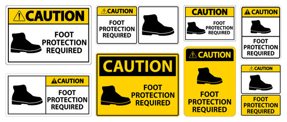Notice foot protection required wall sign Vector Image
