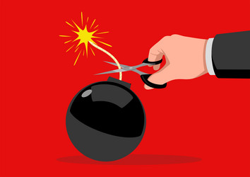 Cartoon bomb with long fuse Royalty Free Vector Image