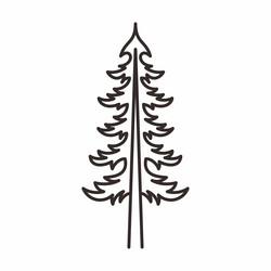 Set of different trees in monoline design 6 Vector Image