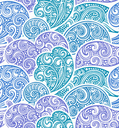 Abstract blue waves frame seamless pattern Vector Image