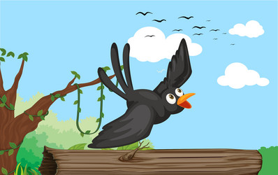 Figure set flock flying birds on tree Royalty Free Vector