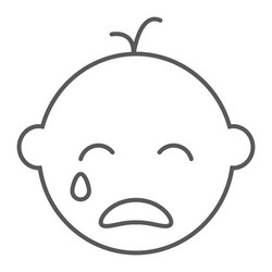 Baby boy cry line icon emotion and child Vector Image