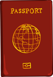 Cartoon pink international passport Royalty Free Vector