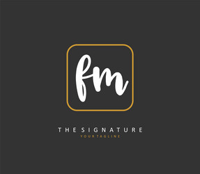 F m fm initial letter handwriting and signature Vector Image